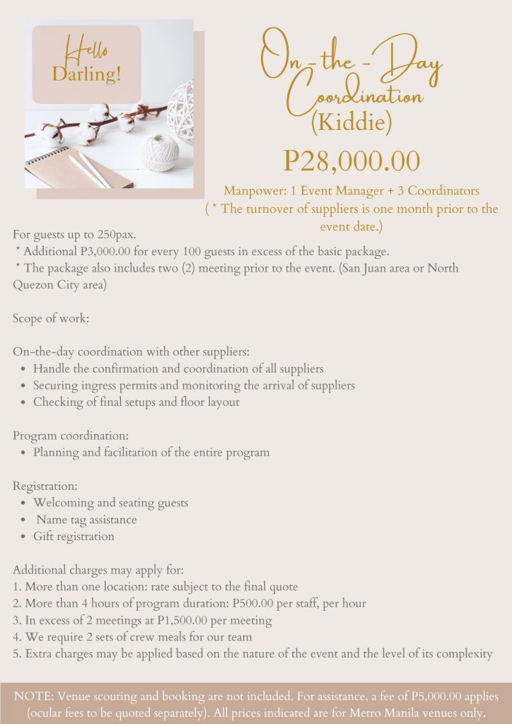 Party Doll Manila Events Rate Card 2024