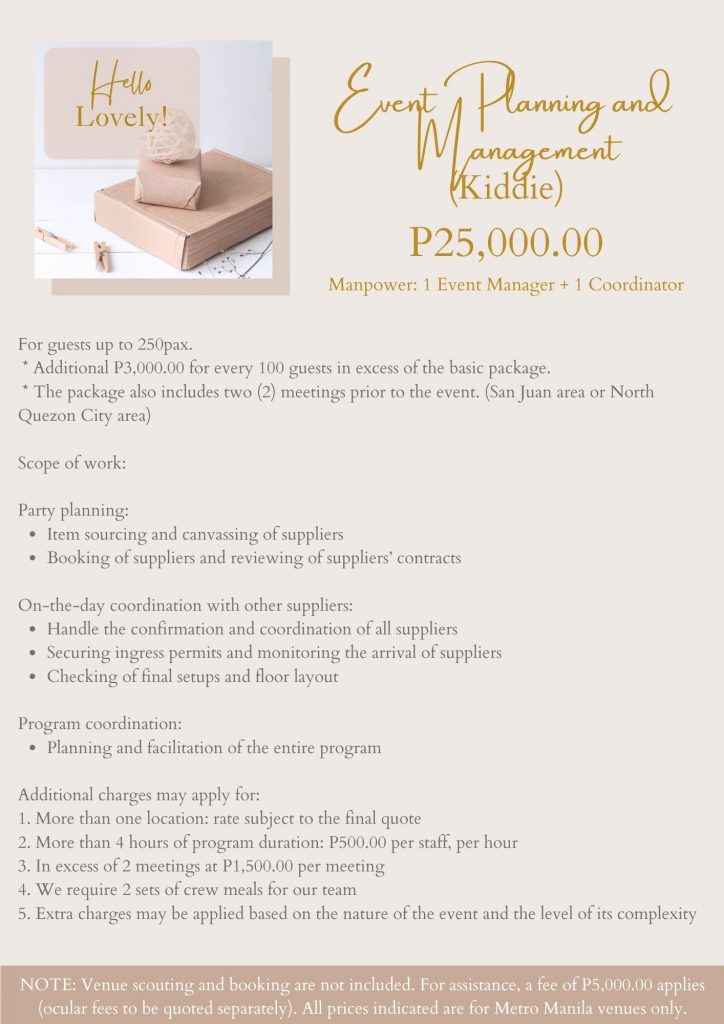 Party Doll Manila Events Rate Card 2024