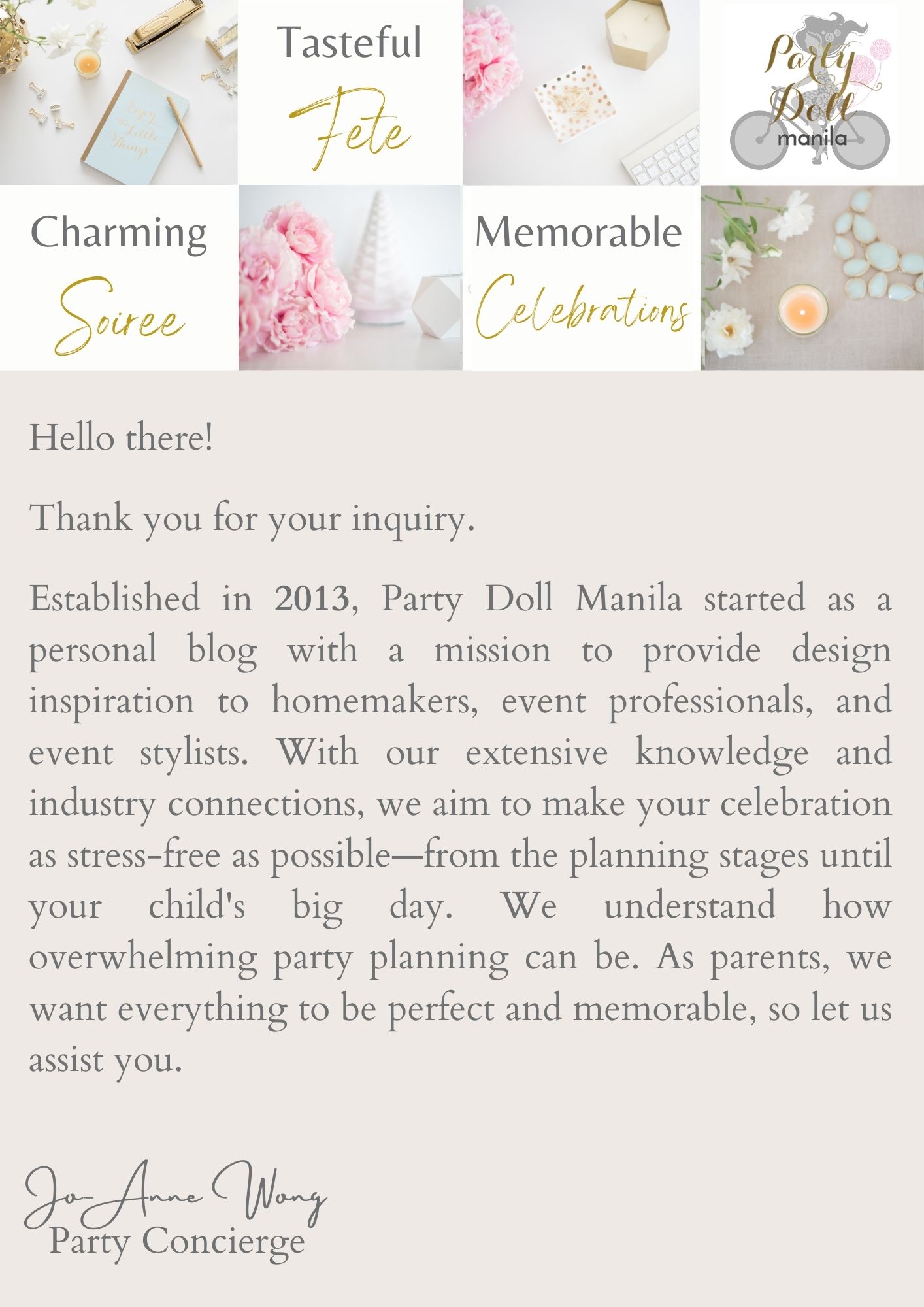 Party Doll Manila Events Rate Card 2024